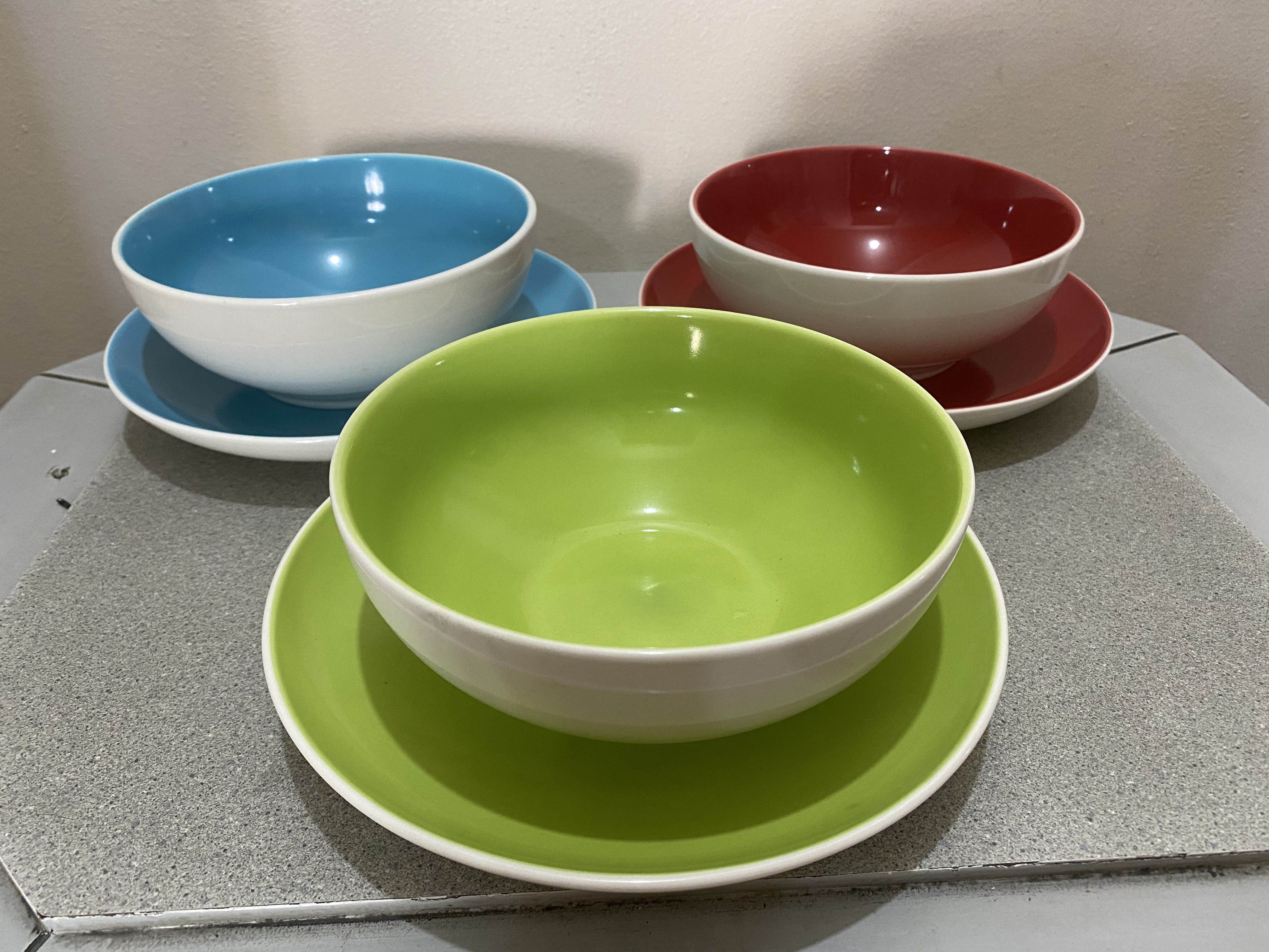 Colorful Plates and Bowls (Set of 3), Furniture & Home Living ...