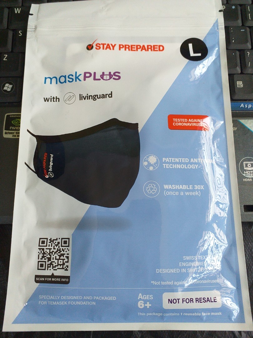Mask Plus with livinguard L size, Health & Nutrition, Face Masks & Face ...