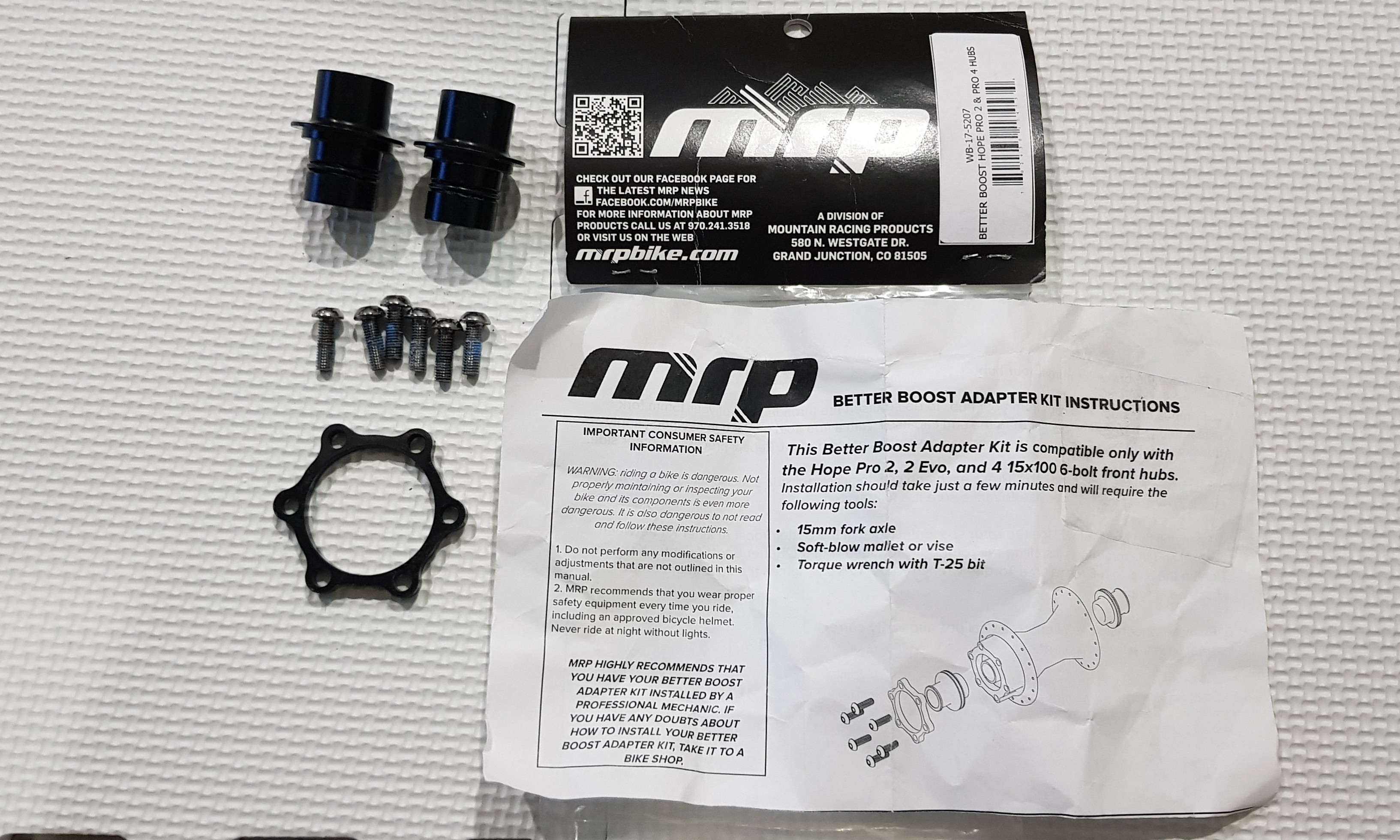 MRP Better Boost Adapter Kit for Hope Pro 2 & 4 Non-Boost Front Hub ...