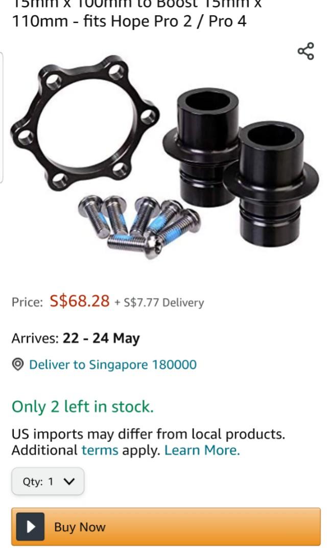 MRP Better Boost Adapter Kit for Hope Pro 2 & 4 Non-Boost Front Hub ...