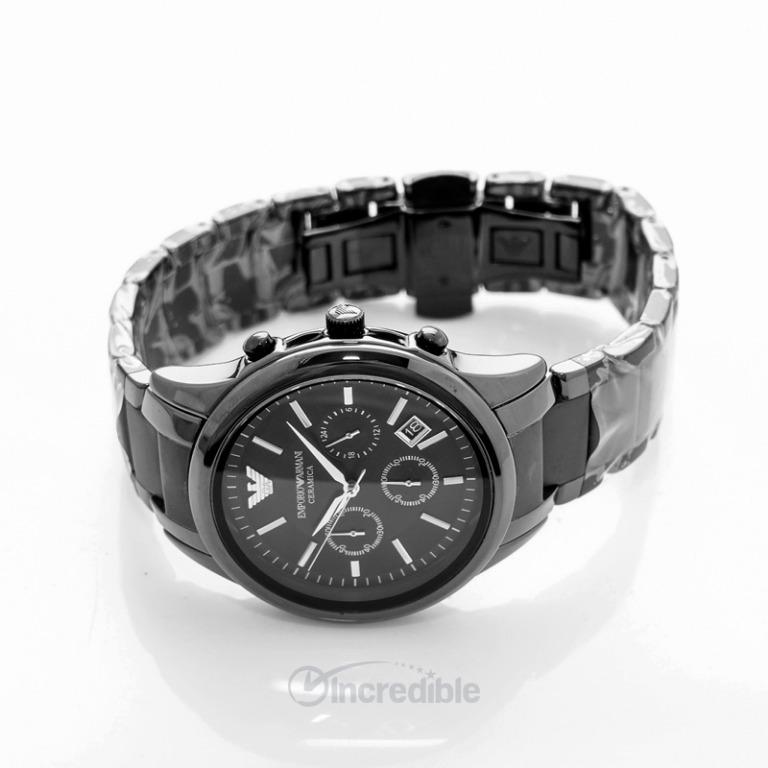 [NEW] Emporio Armani Ceramica Chronograph Quartz Black Dial Black ...