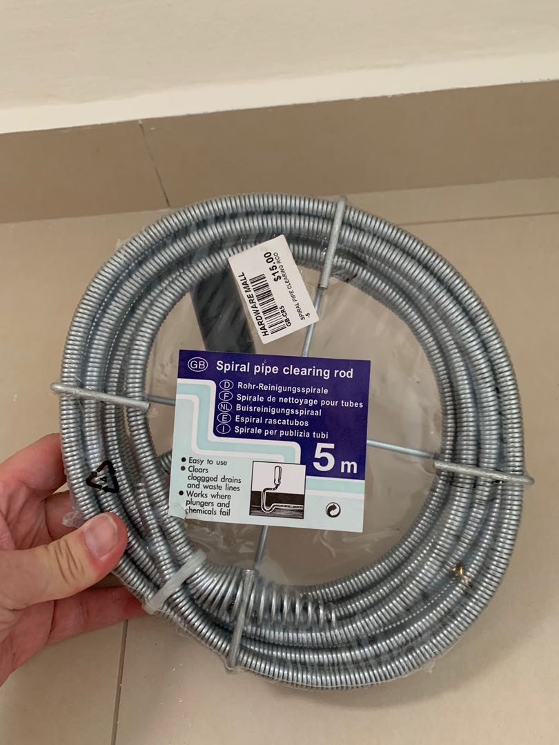 Spiral pipe cleaning rod, Furniture & Home Living, Cleaning & Homecare ...
