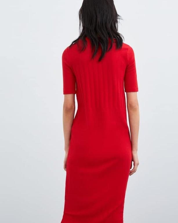 ZARA RIBBED MIDI DRESS, Women's Fashion, Dresses & Sets, Dresses on ...