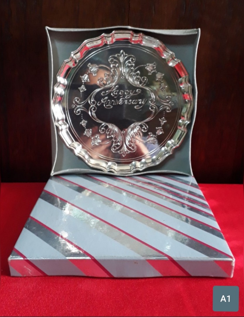 Antique Grenadier Elegant Silver Plated Footed Tray."Happy Anniversary ...
