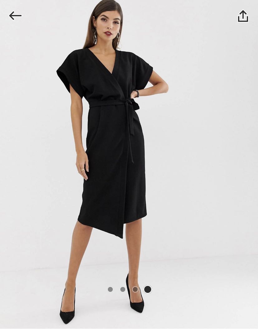 ASOS Wrap Midi Dress, Women's Fashion, Dresses & Sets, Dresses on Carousell