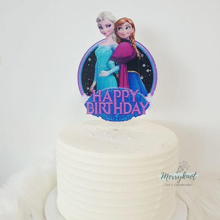 Disney Frozen Elsa Anna Acrylic Happy Birthday Party Cake topper ...