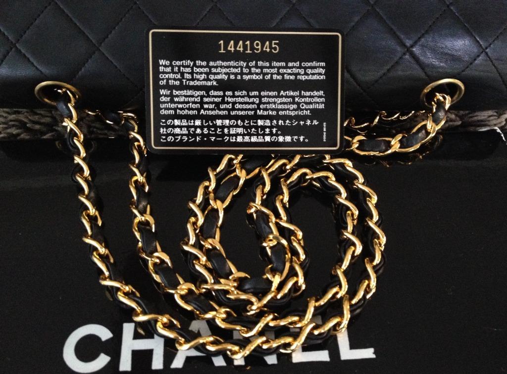 FULL SET CHANEL Classic Black Medium Double Flap 24K Gold Chain Flap ...