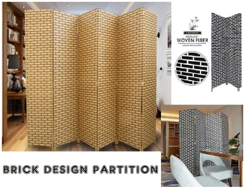 Modern Boho Brick Design Foldable Partition Privacy Feng Shui Divider ...