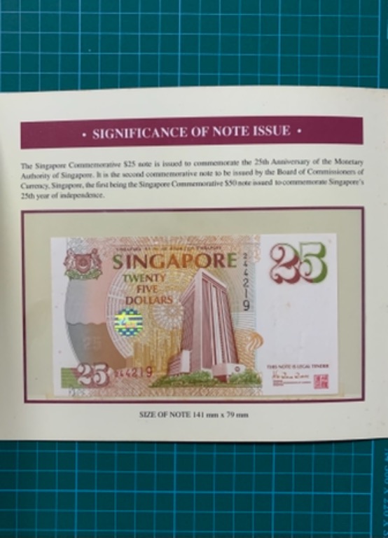 Singapore 25 commemorative Note (with Folder), Vintage & Collectibles ...