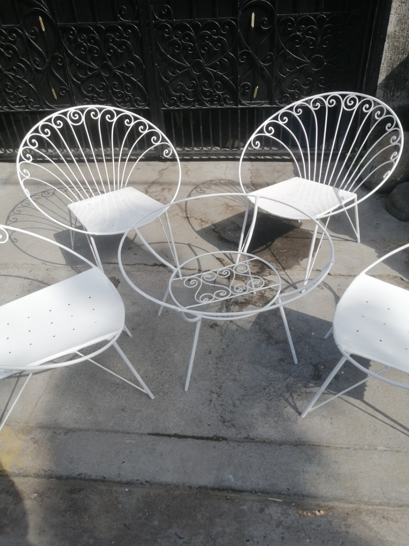 Vintage garden set newly restored, Furniture & Home Living, Outdoor ...