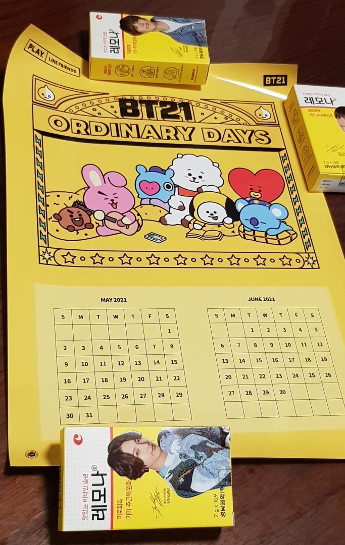BT21 May & June 2021 calendar poster & Line Friends Plastic Bags ...