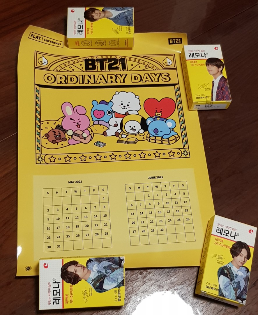BT21 May & June 2021 calendar poster & Line Friends Plastic Bags ...