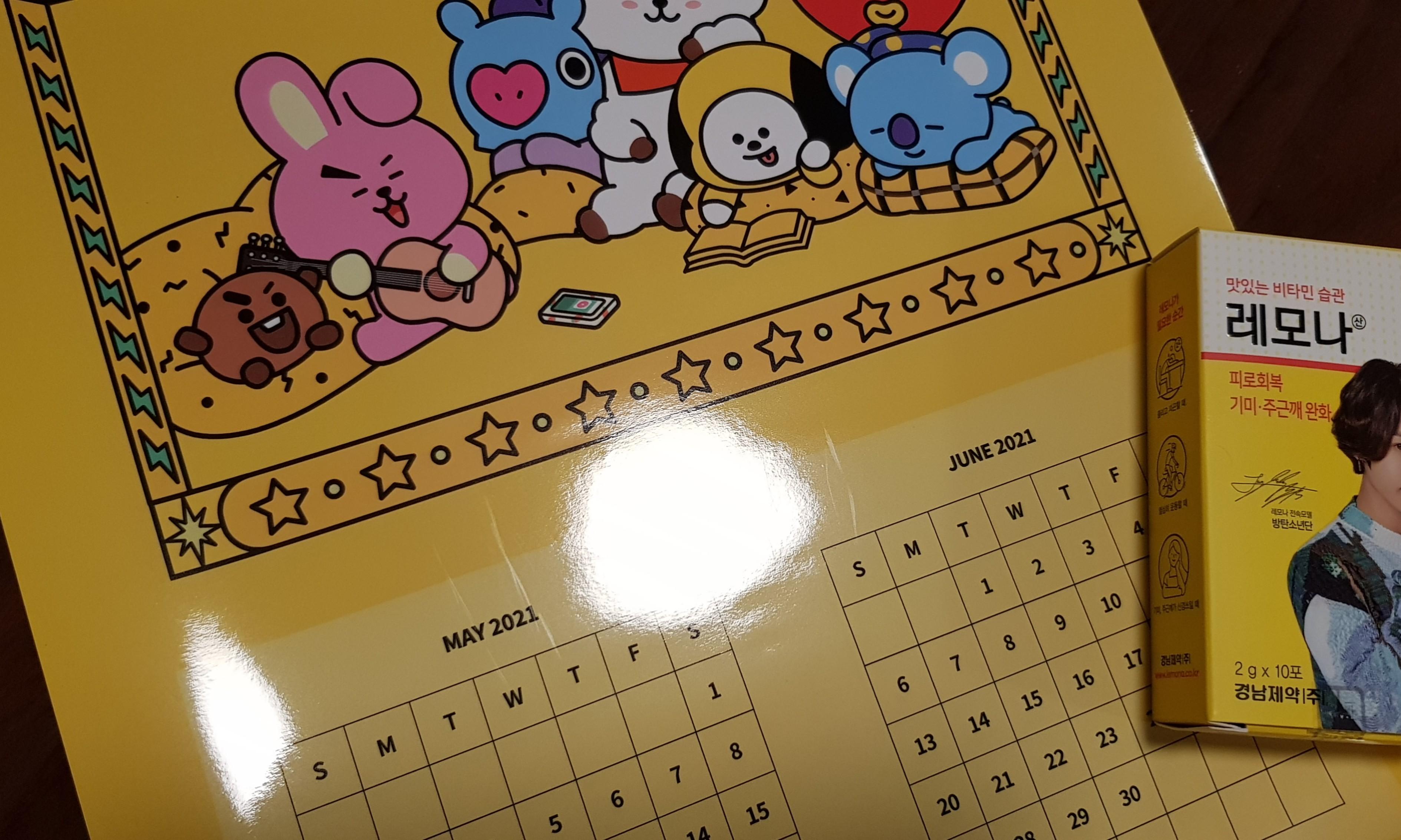 BT21 May & June 2021 calendar poster & Line Friends Plastic Bags ...