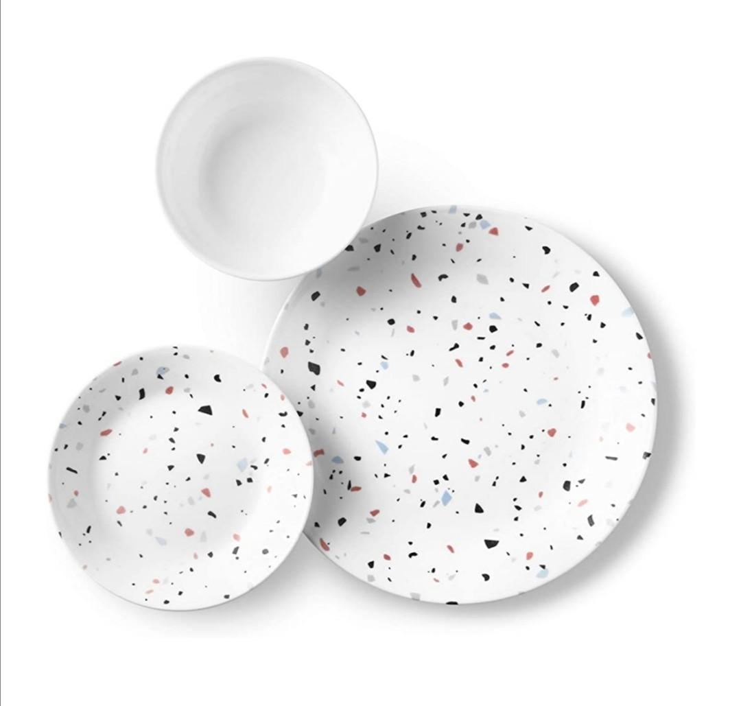 Corelle Terrazzo rosa 18-piece dinnerware set, Home Appliances ...