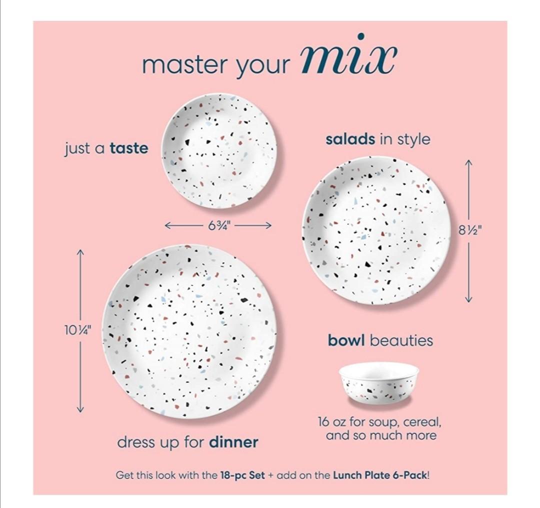 Corelle Terrazzo rosa 18-piece dinnerware set, Home Appliances ...