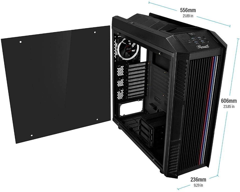 FreeDelivery Rosewill Nighthawk Z-RGB Black Steel/Plastic ATX Full ...