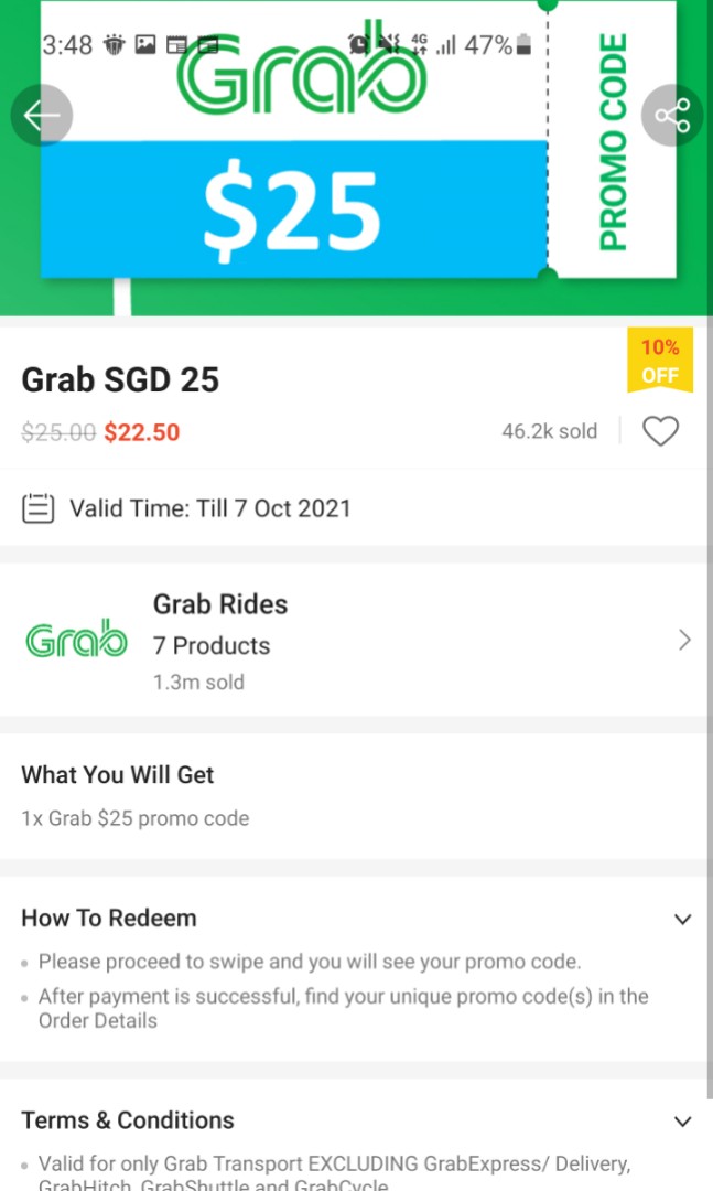 Grab Voucher $25, Tickets & Vouchers, Vouchers on Carousell