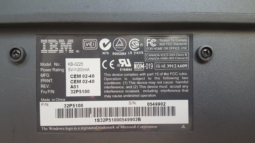 IBM Keyboard KB-0225 Keyboard 鍵盤 電腦鍵盤 PS/2 connector PS2 圓頭KEYBOARD, 電腦 ...