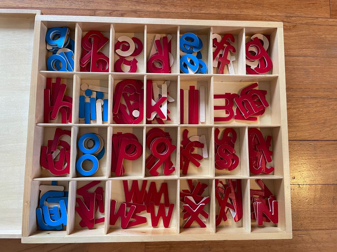 Montessori Large Movable Alphabet (LMA) wooden letters & box, Hobbies ...