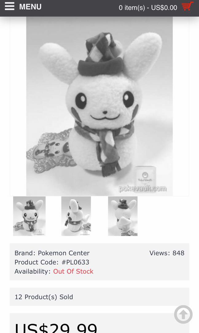Pokemon Center Snow Pikachu Pokemon Plush, Hobbies & Toys, Toys & Games ...