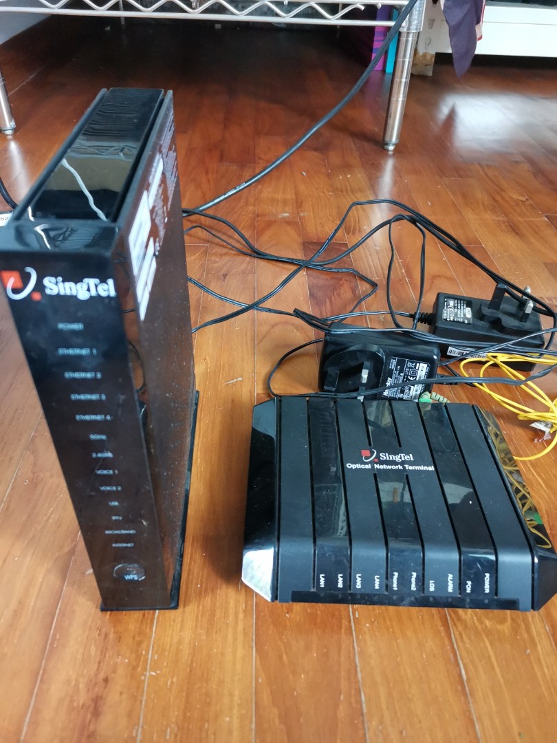 SingTel Aztech Router internet gateway & ZTE optical network terminal ...
