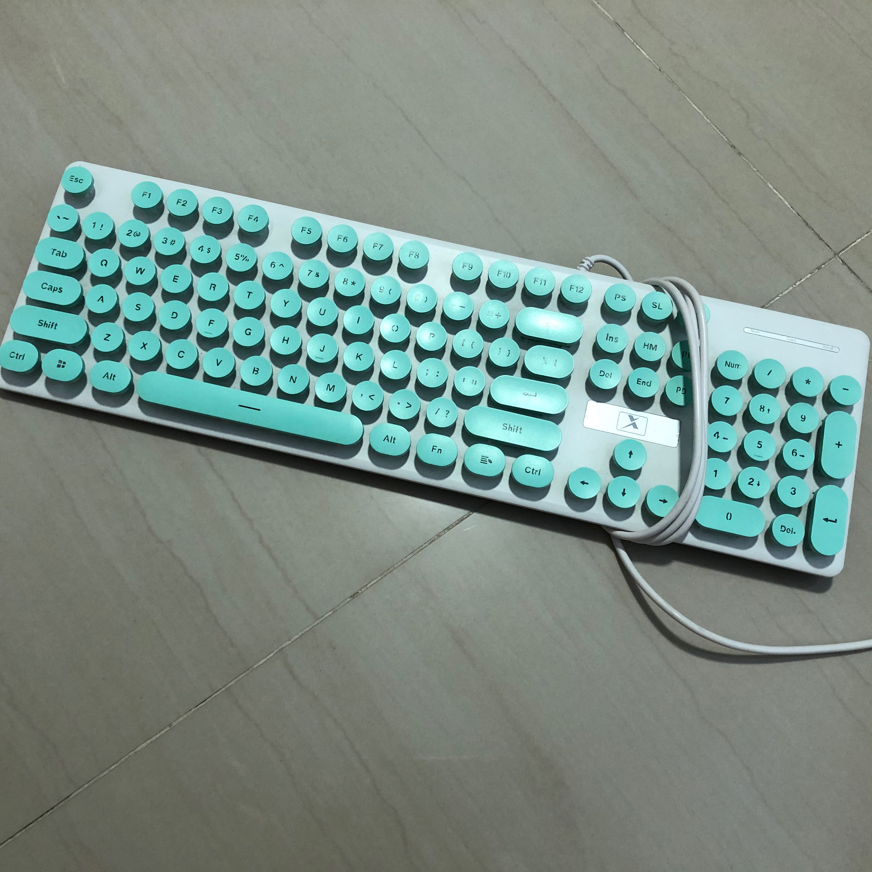 Wired Vintage Retro Keyboard Round Keycaps, Computers & Tech, Parts ...