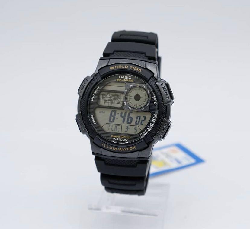 Casio AE-1000W-1A Digital Quartz AE1000W-1A Illuminator AE1000 Black Brand New, Men's Fashion ...