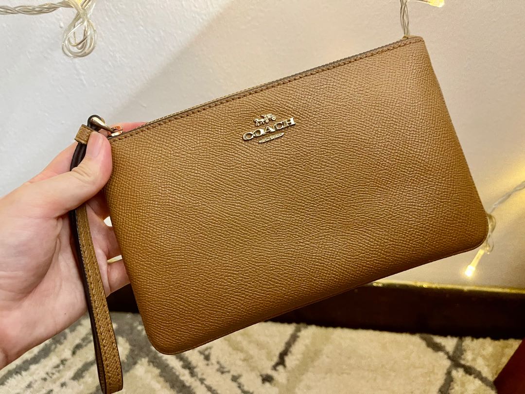 Coach Large Wristlet In Signature Canvas-Brown, Women's Fashion, Bags ...