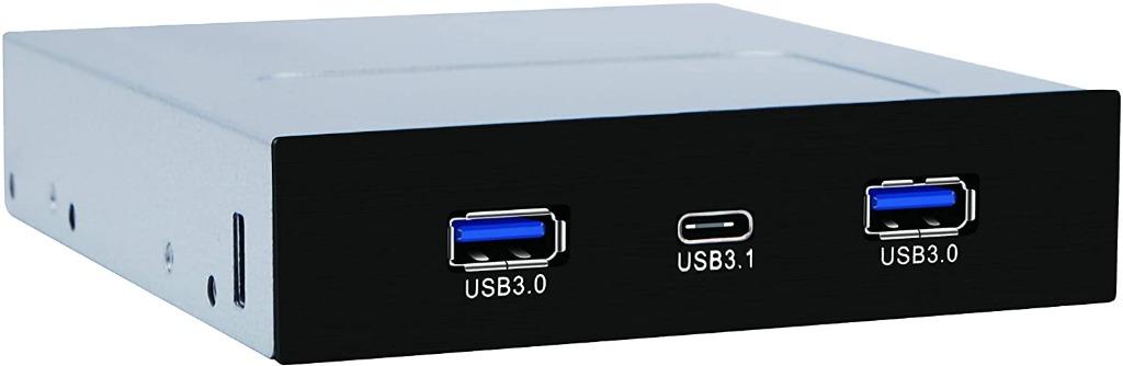 EZDIY-FAB 2-Port USB3.0 Type A and USB3.1 Type C GEN 2-3.5 inch Front ...