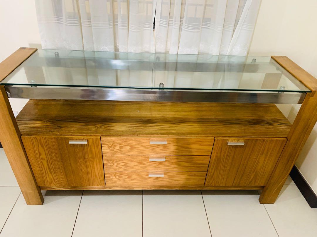 Our Home Modern Minimalist Glass Top Buffet Table, Furniture & Home ...