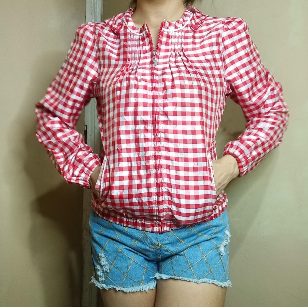 PEPCO Gingham Bomber Jacket with removable hood, Women's Fashion, Coats ...