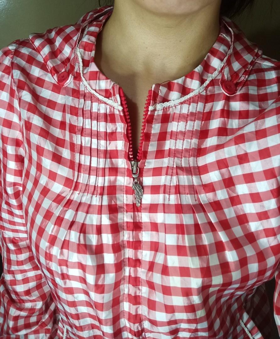 PEPCO Gingham Bomber Jacket with removable hood, Women's Fashion, Coats ...