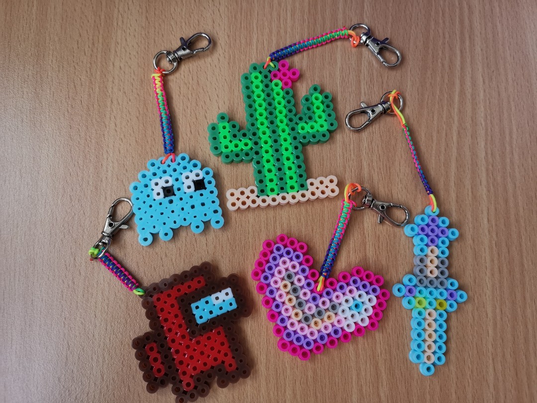 5 handmade Perler beads keychains, Hobbies & Toys, Stationery & Craft ...