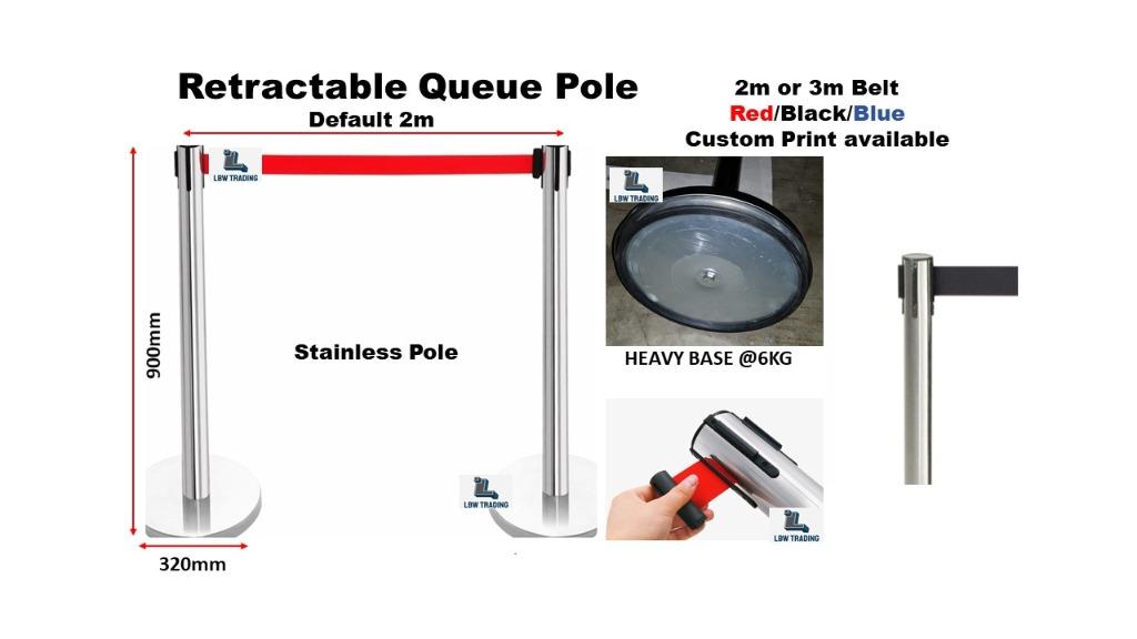 Ready Stock Retractable Queue Pole, Everything Else on Carousell
