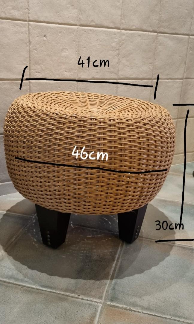 Round cane stool, Furniture & Home Living, Furniture, Chairs on Carousell