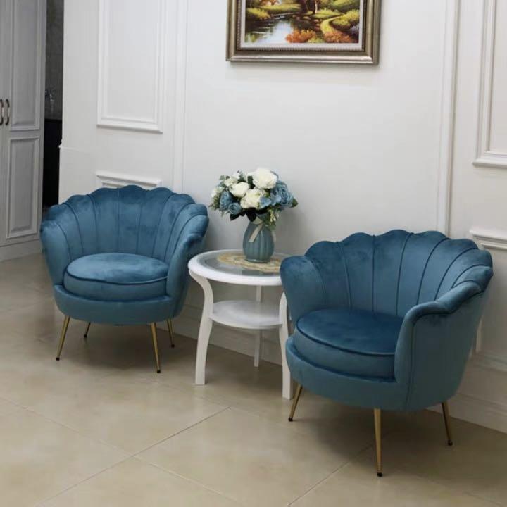 Scallop Velvet Sofa Princess armchair library lounge 3 seater 2 seater ...