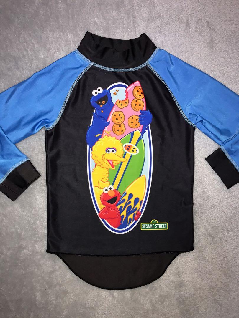 Sesame Street Character Longsleeves Rash Guard, Babies & Kids, Babies ...