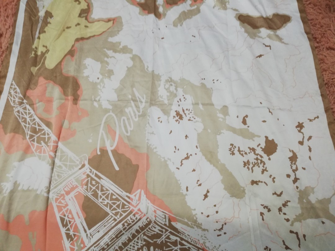 Bawal satin 3 design Paris Eiffel Tower Map, Women's Fashion, Muslimah ...