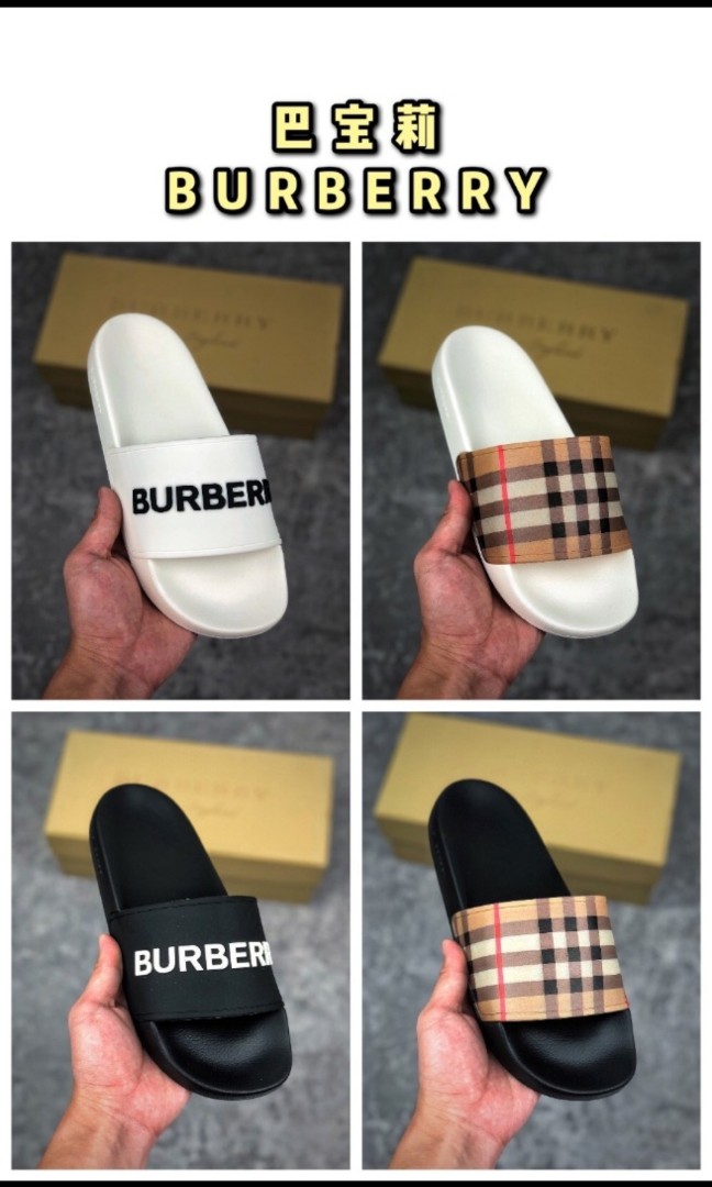 Burberry slides, Men's Fashion, Footwear, Flipflops and Slides on Carousell
