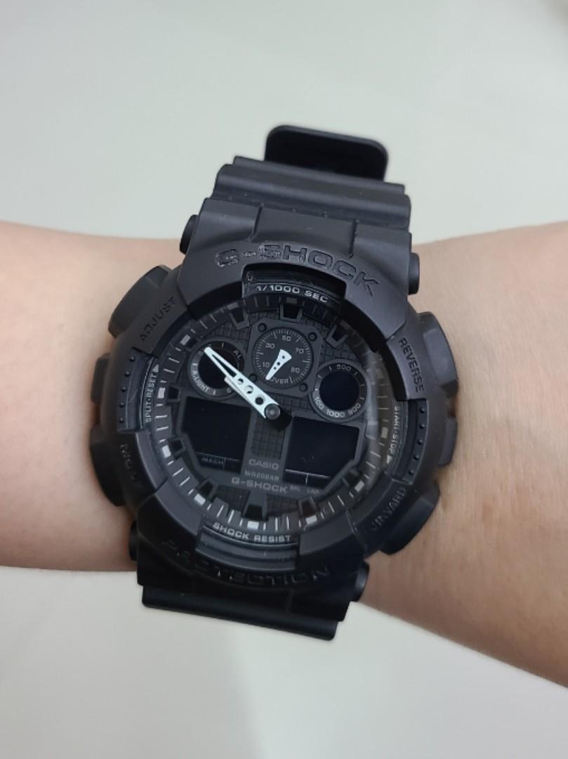 MENS CASIO GA 100C CHARCOAL NEG LCD ANA DIGI G SHOCK QUARTZ