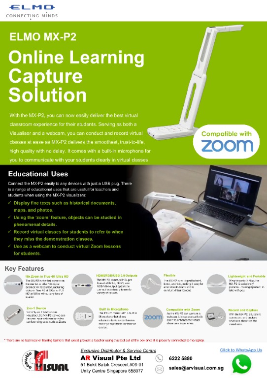 Elmo 4K Portable Visualizer (Model: MX-P2), TV & Home Appliances, TV ...