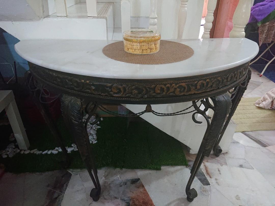 Half moon marble table top, Furniture & Home Living, Furniture, Tables ...