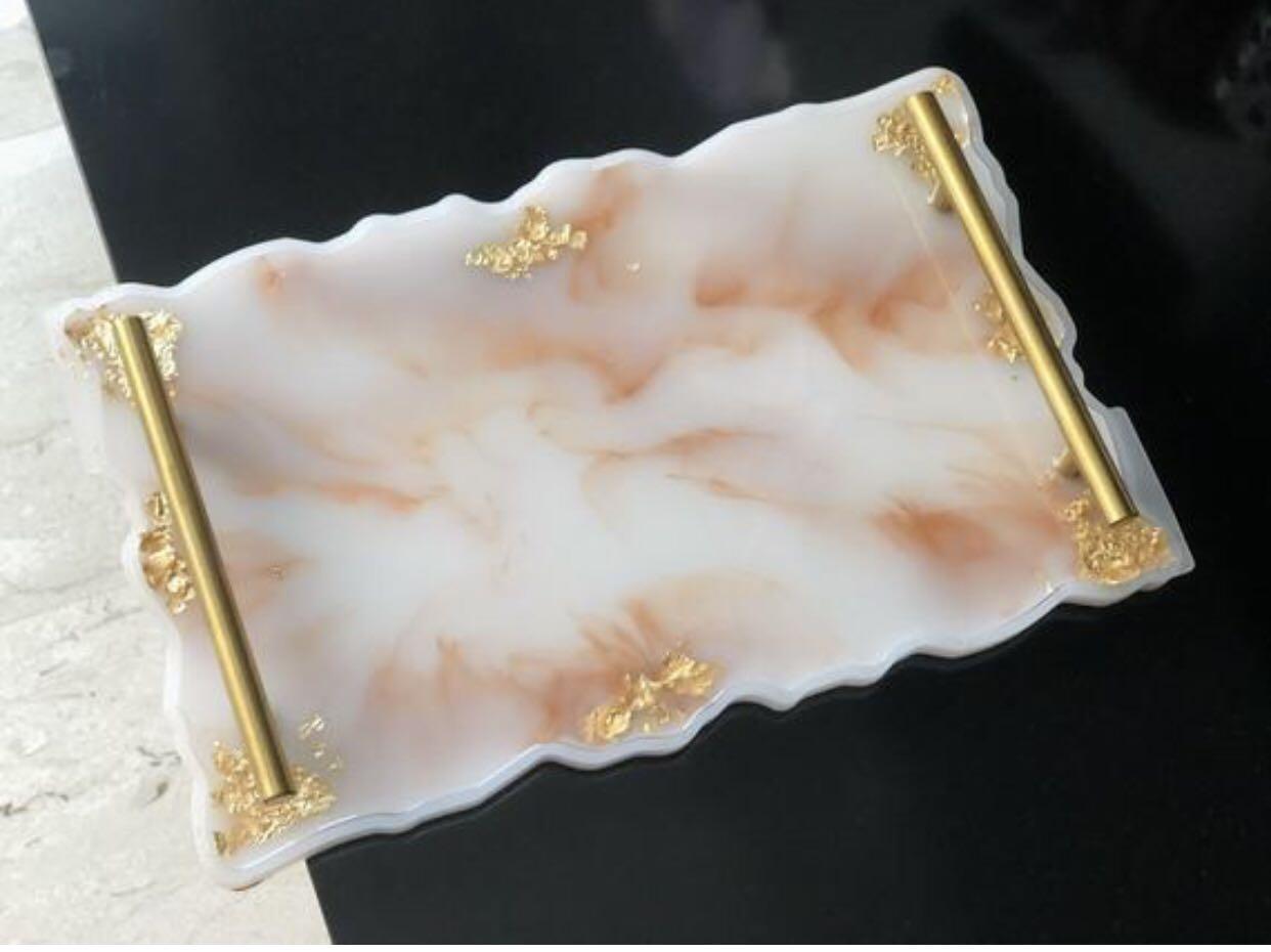 Nordic Marble Look Tray (Resin art) handmade epoxy art, Hobbies & Toys ...