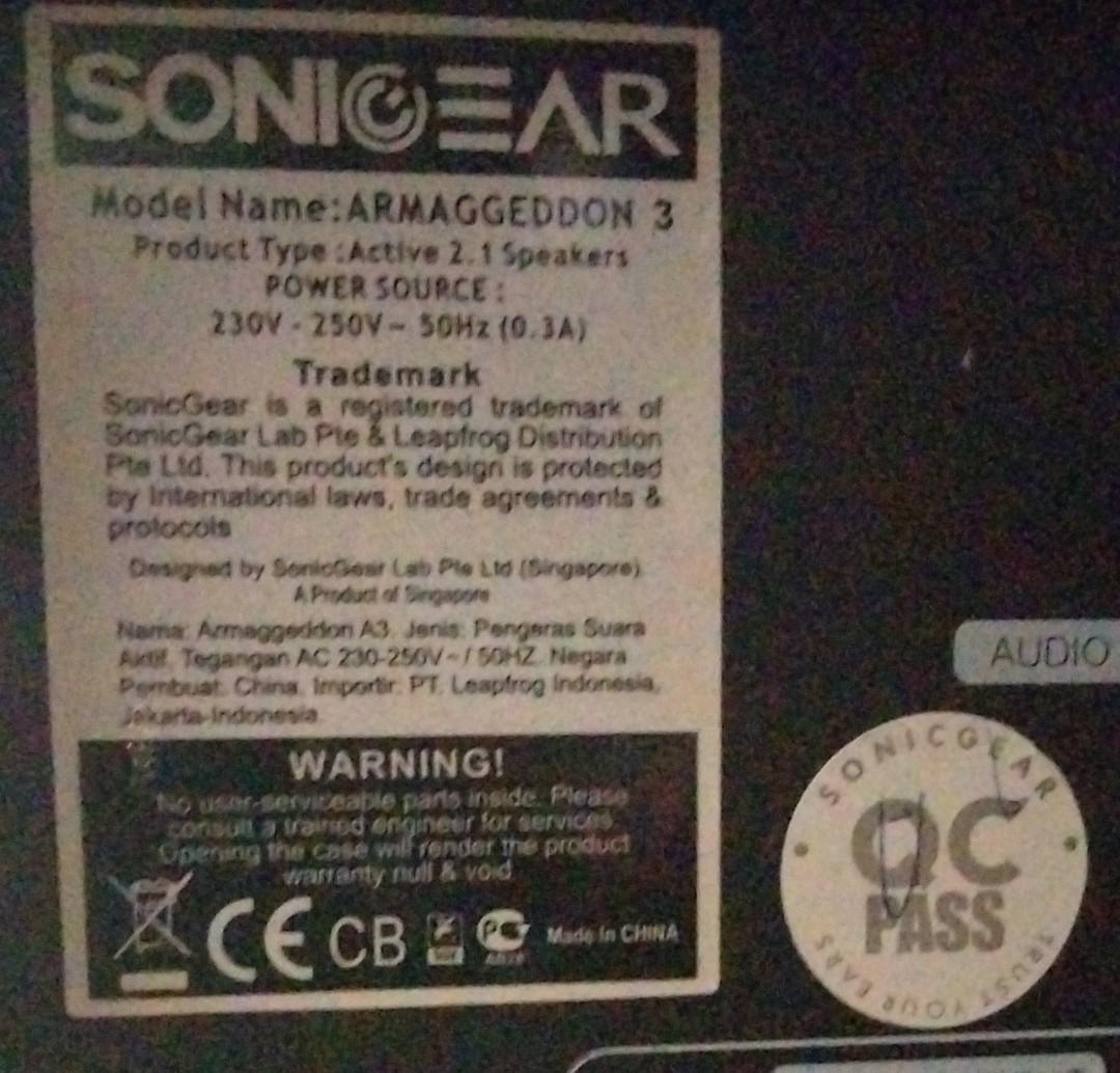 Sonic Gear Armageddon 3 2.1 Speaker with Subwoofer, Audio, Soundbars ...