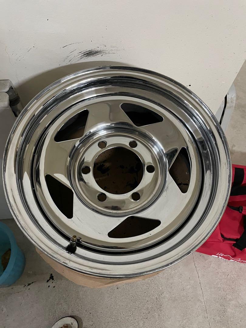 Stainless steel rims, Car Accessories, Tyres & Rims on Carousell