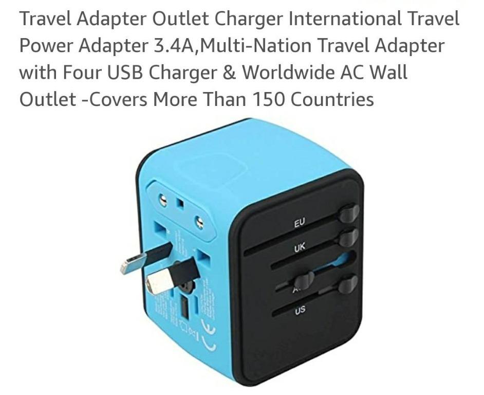 Travel Adapter Outlet Charger International Travel Power Adapter 3.4A ...