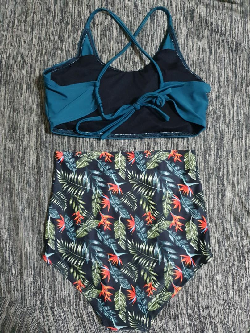 Tropical Bird of Paradise High Waist Flutter Bikini Set, Women's ...