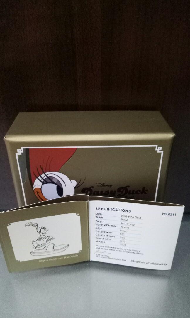 Disney 1/4 Oz Gold Coin - Daisy Duck 75th Anniversary And silver 1 oz ...