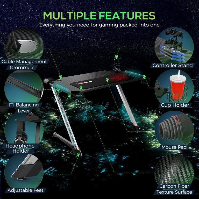 Eureka Gaming Desk Table Z1-S Pro, Furniture & Home Living, Office ...