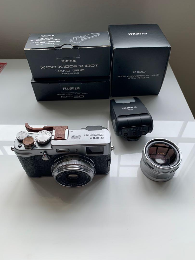 Fujifilm X100 + wcl + flash + a lot more, Photography, Cameras on Carousell